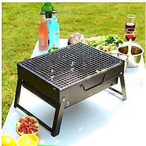 Portable BBQ Barbecue Large Folding Grill Charcoal Stove Camping Garden Outdoor with BBQ Grill with Grill Accessories Set