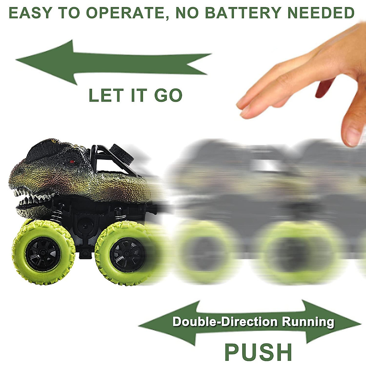 Dinosaur Monster Truck Toys for Boys, 4 Pack Friction Powered Dino Car Toys for Toddlers, Push and Go Inertia Car for Kids, Christmas Birthday Party Favors Gifts for 3 4 5 6 7 8 Years Old Boys Girls