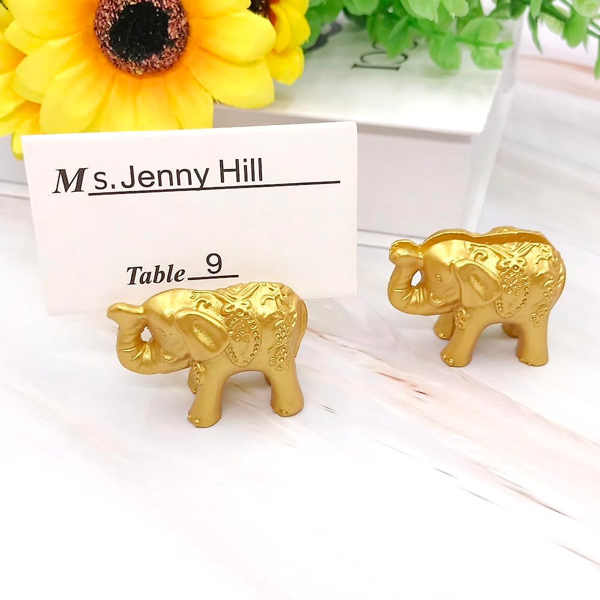 AMERRY 10 Pcs Golden Pumpkin Table Card Holder，Place Card Holders, Table Number Holder,Photo Holders for Party Favors, Wedding，Birthday，Dinner，Farmhouse Gathering Decorations(Golden)