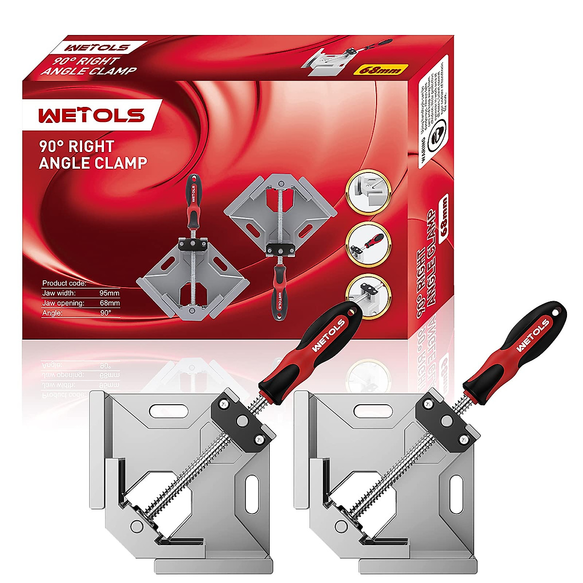 WETOLS Corner Clamp 1pcs 90 Degree Right Angle Clamp with Adjustable Aluminum Alloy Swing Jaw, Single Handle Clamps for Woodworking, Photo Framing, Gifts for Men Dad