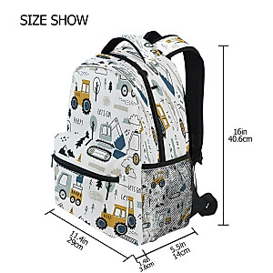 Backpack School Bookbag Travel Bag Childish Truck Excavator for Girls Boys Teen