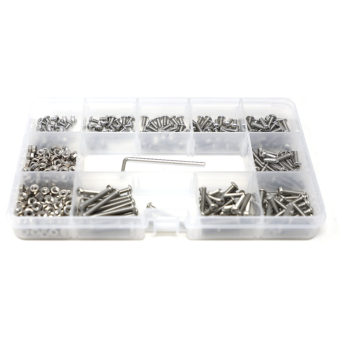 iExcell 500 Pcs M3 x 6/8/10/12/14/16/18/20/25/30/35 mm Stainless Steel 304 Hex Socket Button Head Cap Screws Bolts Nuts Kit