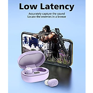 Wireless Earbuds, Bluetooth Earphones Stereo HiFi Sound Noise Cancelling with Built-in Microphone, True Wireless Headphones In-Ear Earbuds for Sports and Work, Compatible with iPhone, Android- Purple