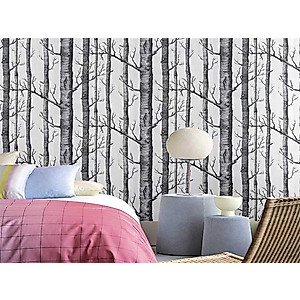 HOYOYO 17.8 x 118 Inches Self-Adhesive Shelf Liner, Self-Adhesive Shelf Liner Dresser Drawer Paper Wall Sticket Home Decoration, Black Tree