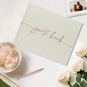 LSSH GmbH Guest Book - Elegant Wedding Guest Book with 100 Blank Pages, Baby Shower, Birthday, Graduation and Special Events -Wedding Sign in, Photos (Beige)