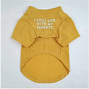 I Still Live with My Parents Printed Dog T Shirt, Funny Pet Dog Vest Clothes, Breathable Cat Shirts (Medium)