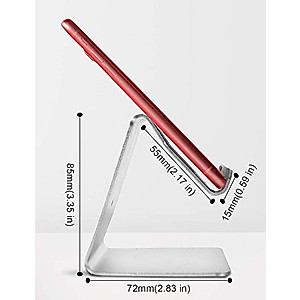 SKEJER Cell Phone Stand, Cellphone Hold, Tablet Dock with Anti-Slip Base, Aluminum Desktop Holder Bracket Compatible with All Smart Phone and Tablets Under 10 Inches-Silver