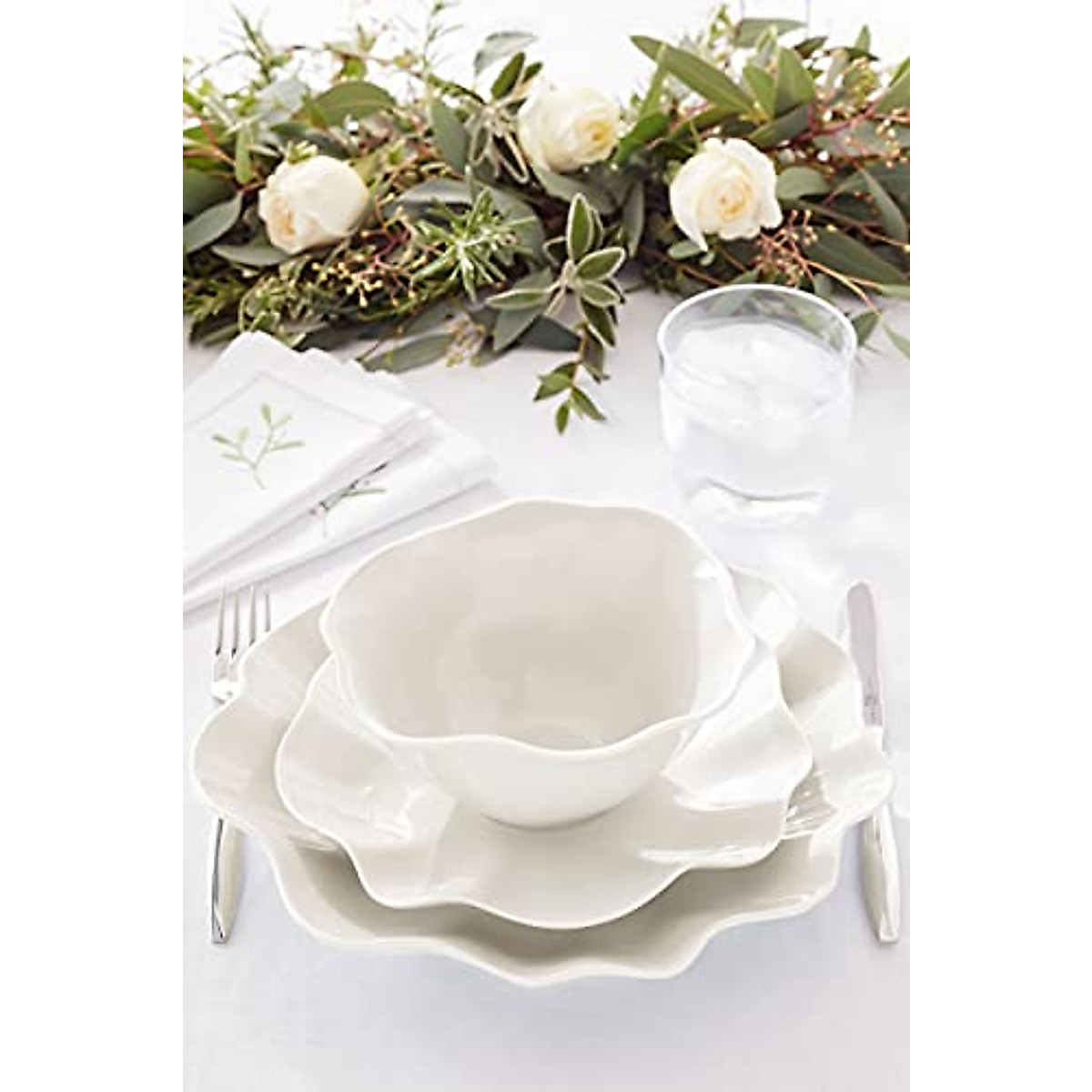 Portmeirion Sophie Conran Floret Stoneware All Purpose Bowls 7 Inch Set of 4 - Dishwasher & Microwave Safe Great Kitchen Home Use for Serving Cereal Soup Salad & More, Robins Egg