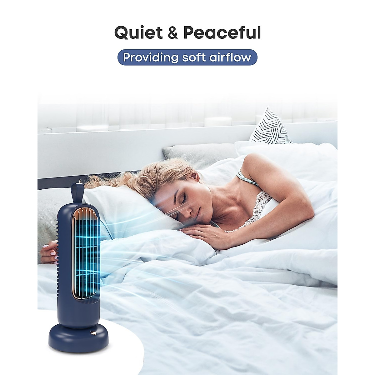 HOMETOP Tower Fan Oscillating Table Fans 12 Inch 70° Oscillating, 3 Speeds, Portable USB Small Desk Fan for Bedroom Office Home Desktop