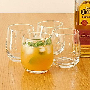 12 Ounce Stemless Wine Glasses/Whiskey Glasses/Beverage Glasses, Set of 4 Great For Drinking Wine, Whiskey or Juice, Versatile Glass Cups/Glassware Sets/Glass Tumblers