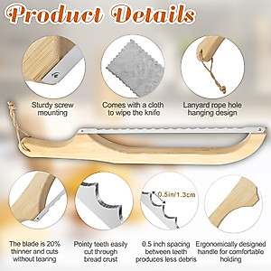 Anglecai Wooden Bread Bow Knife, 15.7'' Sourdough Bread Knife Homemade Bread Serrated Slicer Cutter, Premium Stainless Steel Bagel Bread Knife Fiddle Bow Design for Easy Cutting Bread