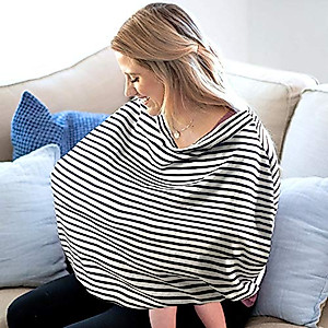 Owlowla Baby Car Seat Cover Canopy Stretchy Soft Nursing Breastfeeding Cover Multi-Use Breathable Stroller Cover for Baby Boy Girl(Pink Floral)