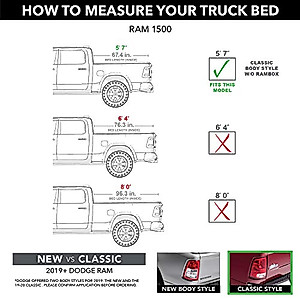 UnderCover Classic One-Piece Truck Bed Tonneau Cover | UC3080 | Fits 2009 - 2022 Dodge Ram 1500 5' 7" Bed (67.4")