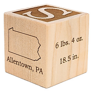 Personalized Wood Baby Birth Block, Choose from 3 Sizes, Solid Hardwood, Laser Engraved, New Baby Gifts, Newborn Gifts (3")
