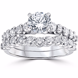 2ct Diamond Engagement Wedding Ring Set 14k White Gold - Size 5