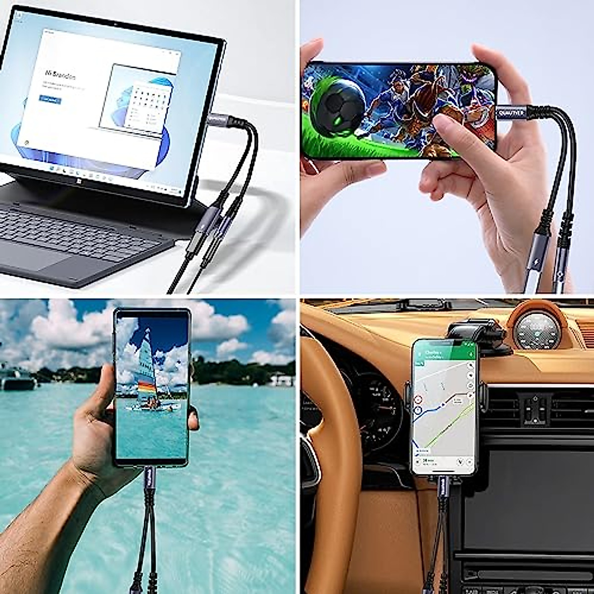 USB c Headphone Adapter,USB C to 3.5mm Headphone and Charger Adapter,USB C to AUX Mic Jack with PD 60W Fast Charging for Samsung Galaxy S20 S21 21 S22 22 iPad Pro Air 4 5 Mini 6 (2 in 1)