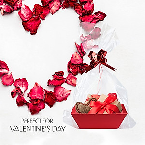 Upper Midland Products [5 Pk] Red Baskets for Gifts Empty| 8x10” Gift Basket Kit with Basket Bags, Red Pull Bows| Wine, DIY Basket Gift Set| Christmas,Valentines,Friendship| Gift to Impress