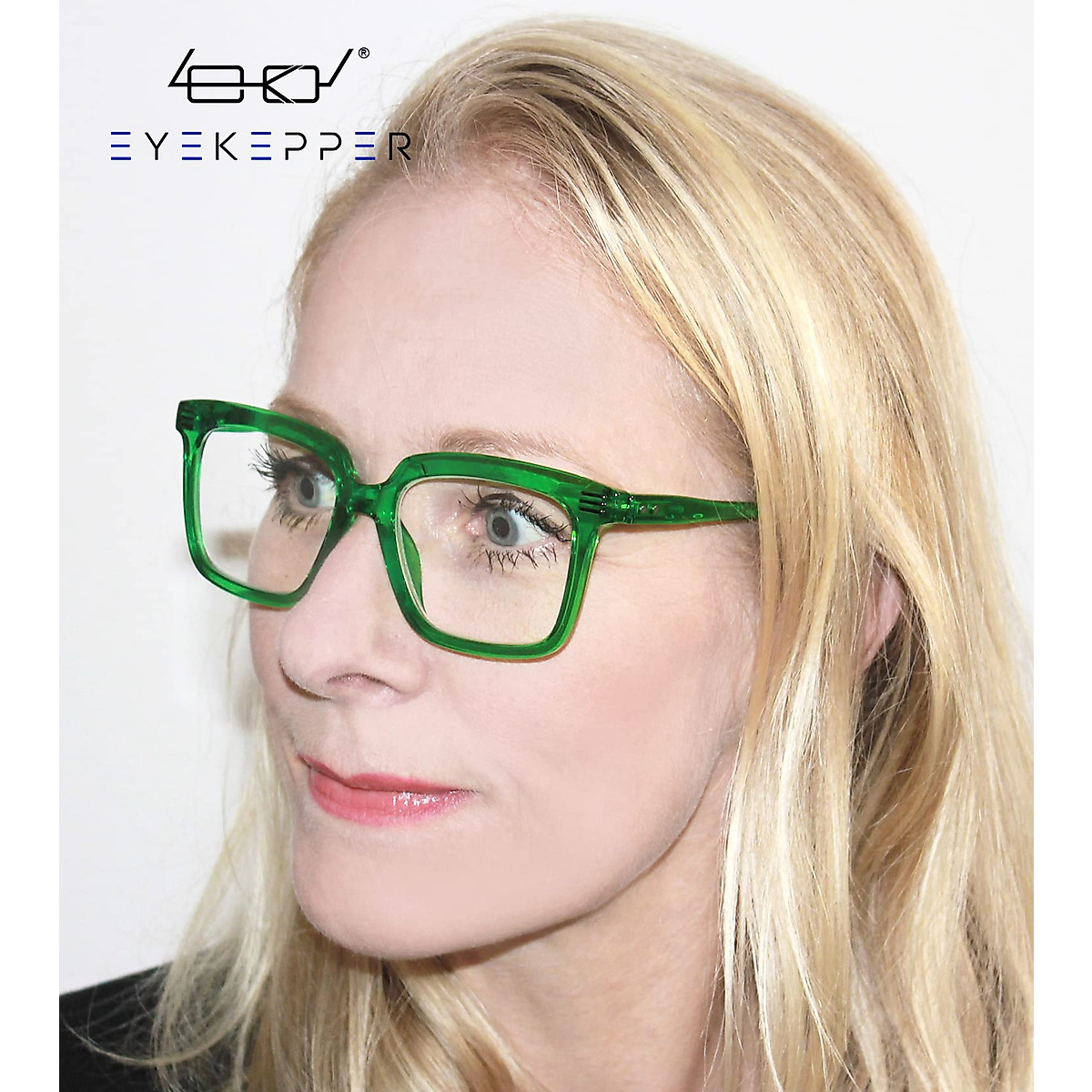 Eyekepper Square Reading Glasses for Women Large Frame Readers - Green +1.50