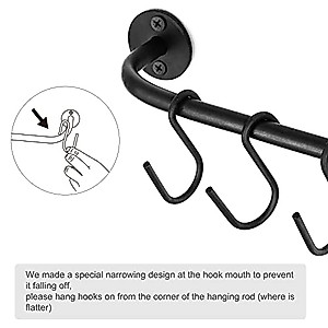 Mkono Mug Holder Wall Mounted Coffee Cup Rack Hanger Modern Metal Wall Rack with 10 Mug Hooks Rustic Utensil Tea Cups Storage Organizer for Kitchen Dining Room Coffee Bar, Set of 2, Black