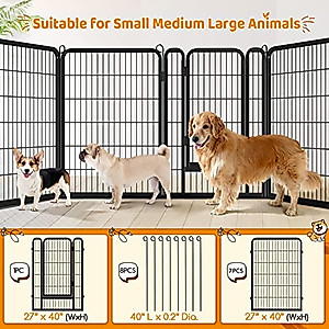 Yaheetech Dog Playpen Outdoor, 8 Panel Dog Fence 40" Indoor Pet Pen for Large/Medium/Small Dogs Heavy Duty Pet Exercise Pen for Puppy/Rabbit/Small Animals Portable Playpen for RV Camping Garden Yard