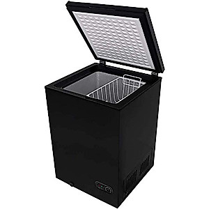 Joy Pebble 1.8 Cu.Ft Chest Freezer with Removable Basket and Bottom Defrost Water Drain Freestanding Top Open Door, Deep Freezer, Mini Freezer with Adjustable 7 Thermostat for Home/Apartment, Black