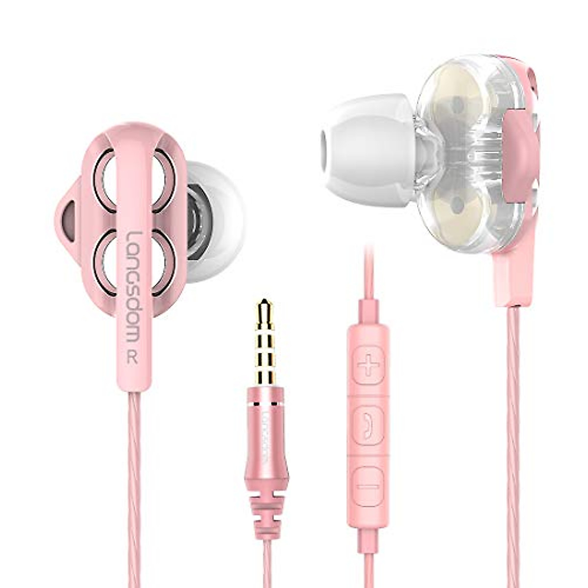 Wired in-Ear Headphone Noise Cancelling Earbuds Stereo Heave Bass Earphones with Micphone Mic Earphones, Crystal Clear Sound Earbuds, Phone Control Compatible with Android, MP3, MP4(Rose Gold)