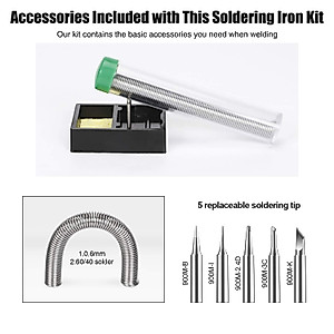 LCD Digital Soldering Welding Iron Kit with Ceramic Heater,5pcs Tips, Stand, Solder Tube, Sponge for Metal, Jewelry, Electric, DIY, Portable, 80W 110V