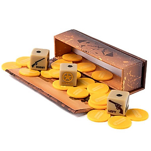 Pirates & Cowboys Family Dice Game Themed Bundle - Liar's Dice and Last Chip Standing Travel-Size Game - Premium Dice Cups, Custom Bullseye Dice, Neoprene Play Mat