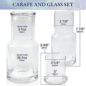 Bedside Water Carafe clear glass carafe with cup for nightstand decor and glass water dispenser or a mouthwash decanter Glass drink or mouthwash dispenser with cup lid keeps water clean and fresh