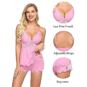 Avidlove Women's Pajama Set Sleeveless Sleepwear Pjs Sets Ladies 2-Piece Nightwear Pink L
