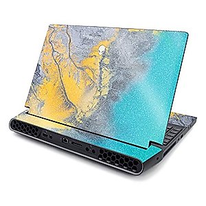 MightySkins Glossy Glitter Skin Compatible with Alienware Area-51M 17" (2019) - Yellow Spill | Protective, Durable High-Gloss Glitter Finish | Easy to Apply and Change Style | Made in The USA