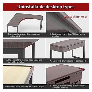 Siiboat Desk Extender Ergonomic Computer Table Extension Arm Support Collapsible Keyboard Tray for Square Tabletop - Carbon Fiber 25.2" x 9.45"