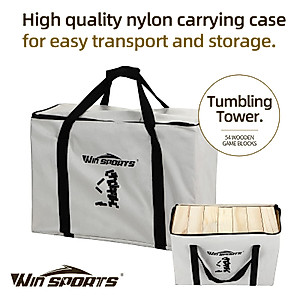 WIn SPORTS Giant Tumbling Timbers - Yard Games Large Wooden Tumble Tower Blocks Stacking Yard Game, with 1 Dice Set &Stacks to Over 5 FT,Made from Premium Pine (7.5"x2.5"x1.5", 54 PCS)