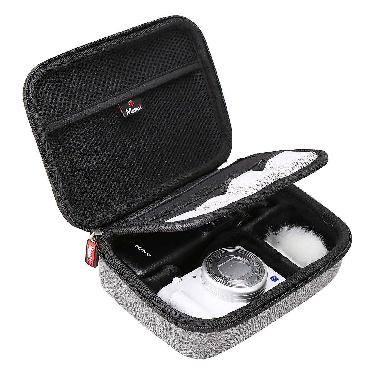 Mchoi Shockproof Carrying Case Fits for Sony ZV-1 / ZV-1F / ZV-1 II Vlog Digital Camera & Bluetooth Grip Vlogger Accessory Kit, with Grooved Fits for Vlogger Accessory Kit, Case Only