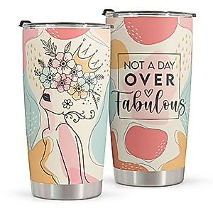 Macorner Birthday Gifts For Women - Stainless Steel Tumbler 20oz - Not A Day Over Fabulous - Mothers Day Gifts For Mom Best Friends Female Women Her Wife Girlfriend - Gifts for Women Coworkers
