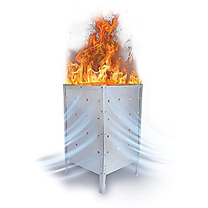 Marabuut Garden Waste Incinerator - Large 29" x 16" Square Galvanized Burn Barrel Trash Can - Used to Burn Yard Debris, Wood, Leaves, and Cardboard - Complete with Assembly Tools