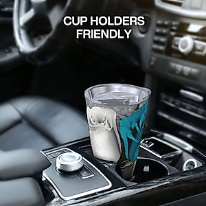 Teal Gray Rose Tumbler with Lid and Straw 20oz Stainless Steel Car Cup for Hot and Cold Drinks, Double Wall Insulated Travel Coffee Mug Reusable Drink Thermos Cup Birthday Gifts