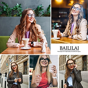 Baililai Blue Light Blocking Glasses - Lightweight Eyeglasses with Blue Ray Filtering for Computer Gaming (17131) (black-C1), 52-20-145