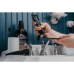 Hello Activated Charcoal Starter Kit Fluoride Free SLS Free Whitening Toothpaste Extra Freshening Mouthwash 2 Charcoal Bristle BPAFree Toothbrushes, Black, 1 Count