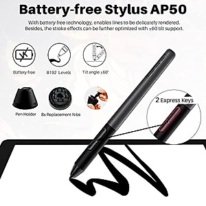 GAOMON PD1320 13.3 Inches Tilt Support Graphics Drawing Tablet with 86% NTSC Full-Laminated IPS Screen Pen Display-Gray