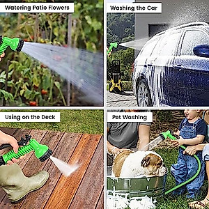 Expandable Garden Hose Water Pipe - 50FT Flexible Water Hose with 7 Function Spray Nozzle, Expandable Hose Pipe Spray Gun, Magic Water Pipe, Green