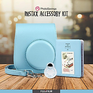 FUJIFILM Instax Mini 11 (Sky Blue) 168 Piece Accessory Bundle w/FUJIFILM INSTAX Mini Instant Film (40 Exposures) Camera Case w/Strap, Selfie Lens, Album, Stickers, Frames & More