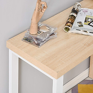 HOMCOM 55" 360 Degree Rotating Corner L-Shaped Computer Desk with Storage Shelves, Home Office Study Writing Workstation Modern Space-Saving Design, Oak