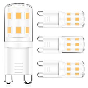 Marxlait 4 Pack G9 LED Bulb, 40 watt Halogen Replacement, Warm White 2700K, Non-dimmable T4 LED Bulb, G9 Bi Pin Base, 120V Small Light Bulbs for Chandelier, Bathroom Vanity Light Fixture