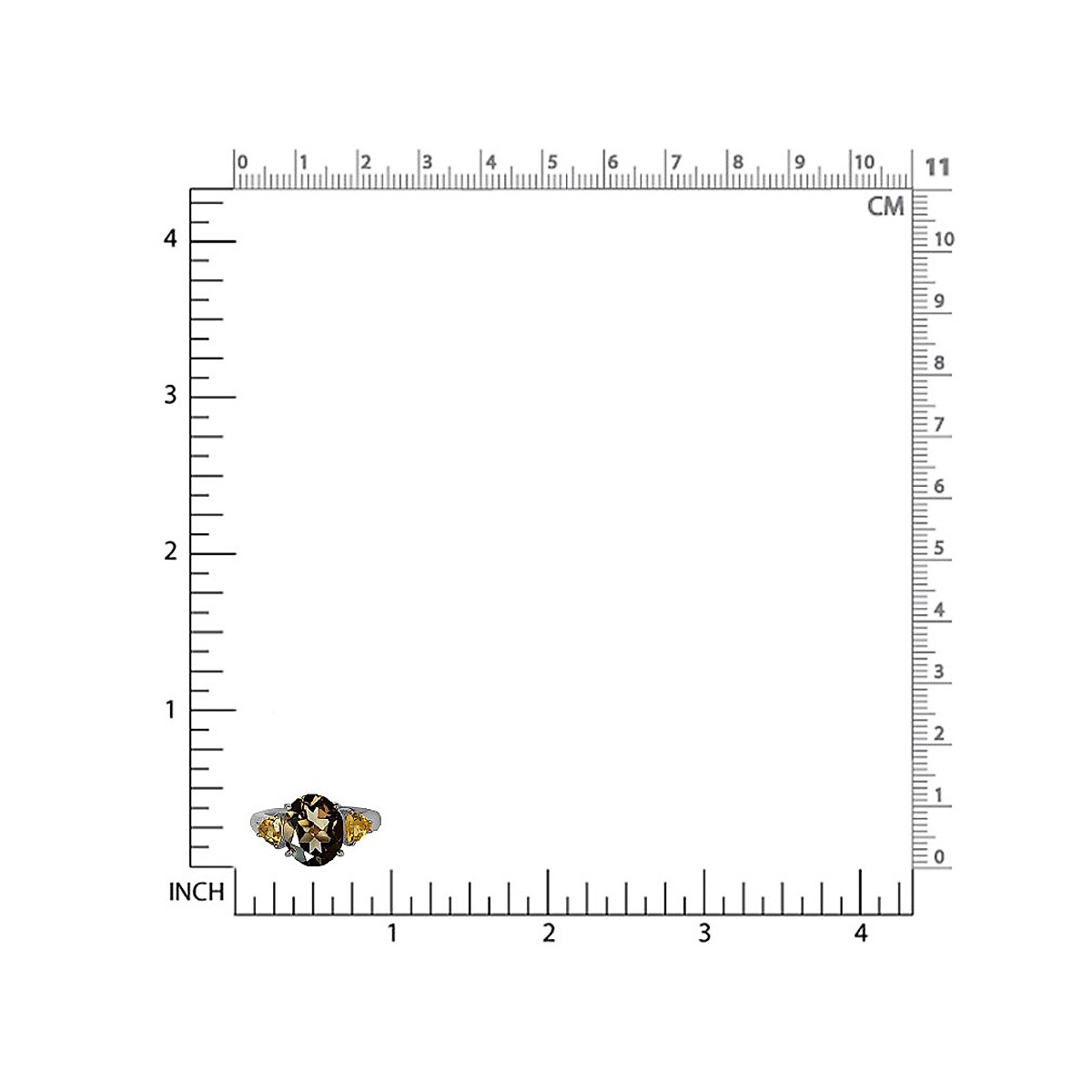 Silvershake 4.04ct. Natural Smoky Quartz and Citrine 925 Sterling Silver Cocktail Ring Size 8