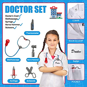 3 Sets Kids Dress up Pretend Play Costumes for Kids Age 3-7, Role Play Fireman Police Doctor Dress up Clothes for Boys Girls Toddler Role Accessories