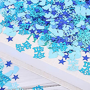 Gender Reveal Party Cofnetti It's a Boy Table Sequins Blue Baby Footprint Star Table Confetti for Baby Shower Gender Reveal Party Decorations by Topfunyy, 1.6 Oz