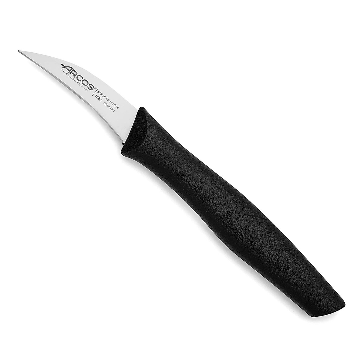 ARCOS 3 Pieces Paring Knife Set. 3 Peeling Knives of Stainless Steel and Ergonomic Polypropylene Handle for Cutting Fruits, Vegetables and Tubers. Series Nova. Color Black