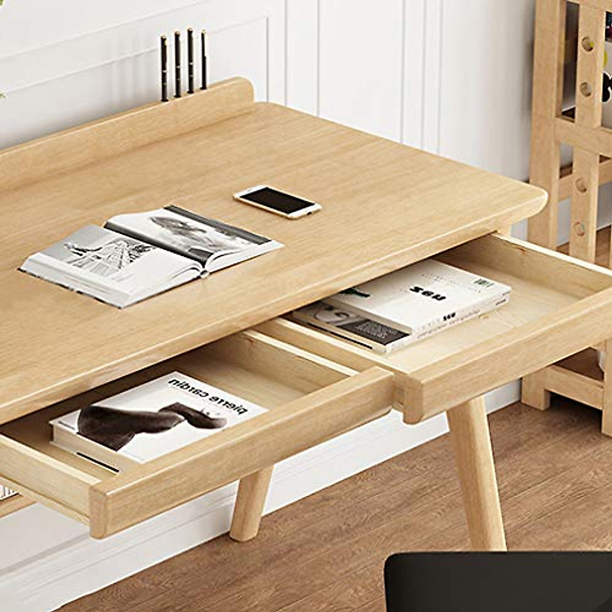 Solid Wood Writing Desk,Simplistic Computer Desk with Drawers,Home Study Desk Office Desk,Sustainable Laptop Table Easy Assembly