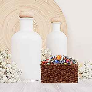 BESPORTBLE Wicker Basket Rectangular with Handles for Shelves Water Hyacinth Basket Storage Natural Baskets for Organizing Wicker Baskets for Storage